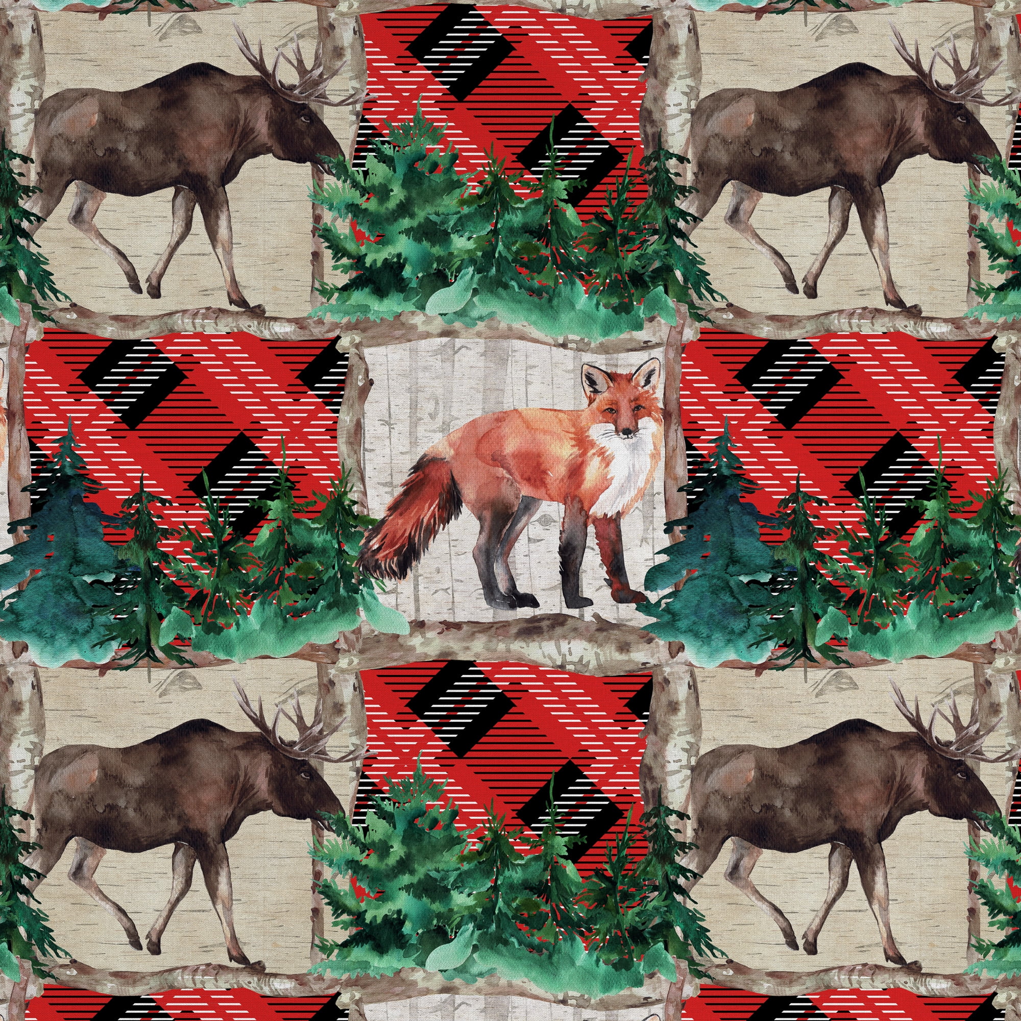 David Textiles 44" x 18" Cotton Plaid Woodland Precut Fabric ...