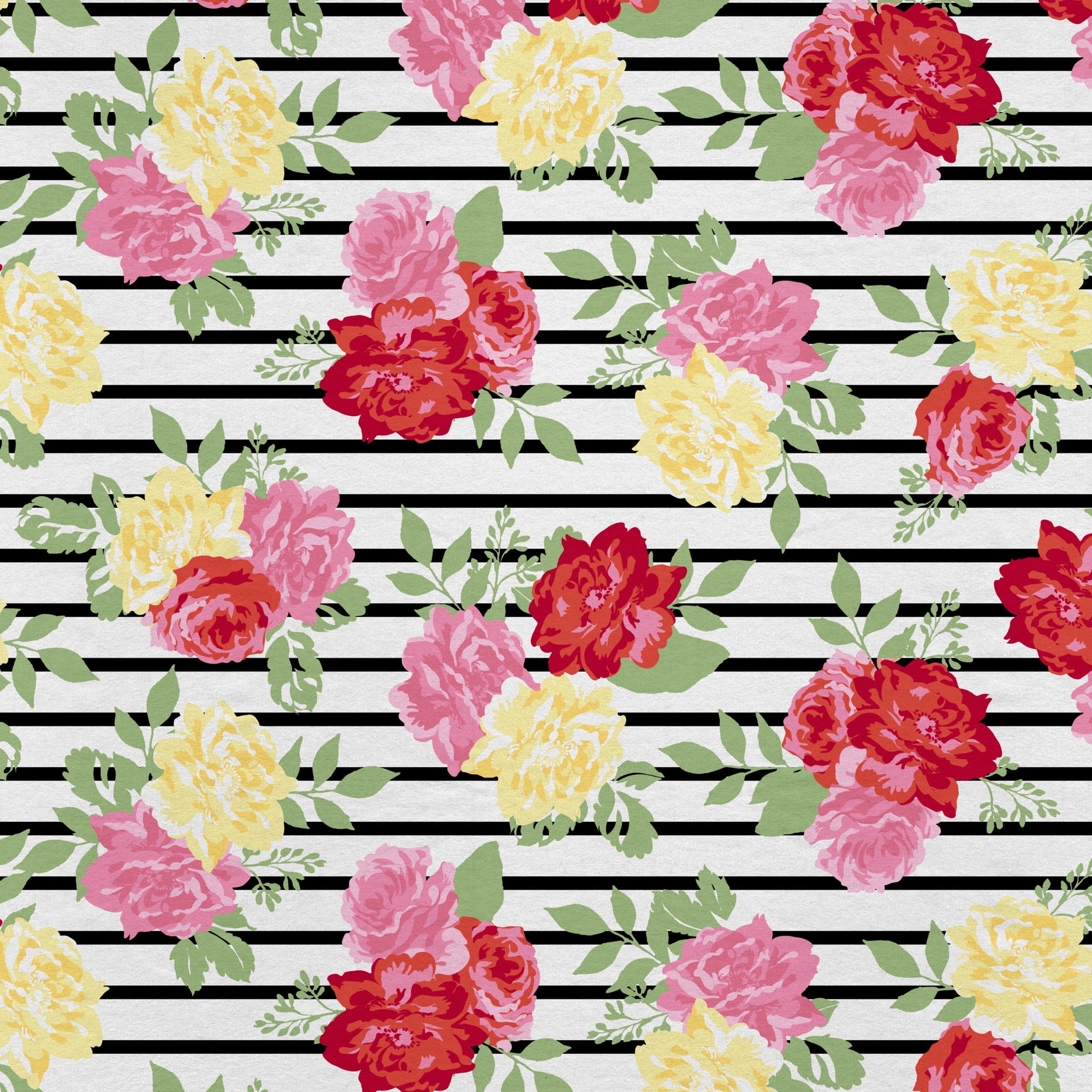 David Textiles 58" Poly-Spandex Roses on Stripes Fabric By the Yard ...