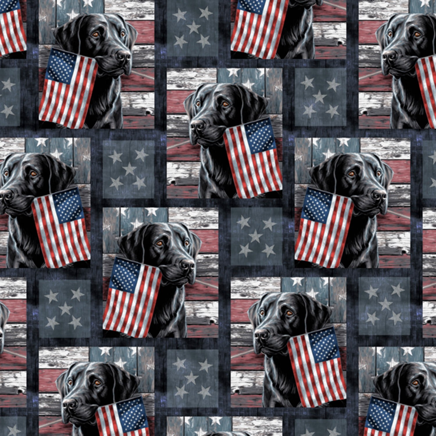 David Textiles American Patriotic Cute Labrador Multicolor 100% Cotton ...