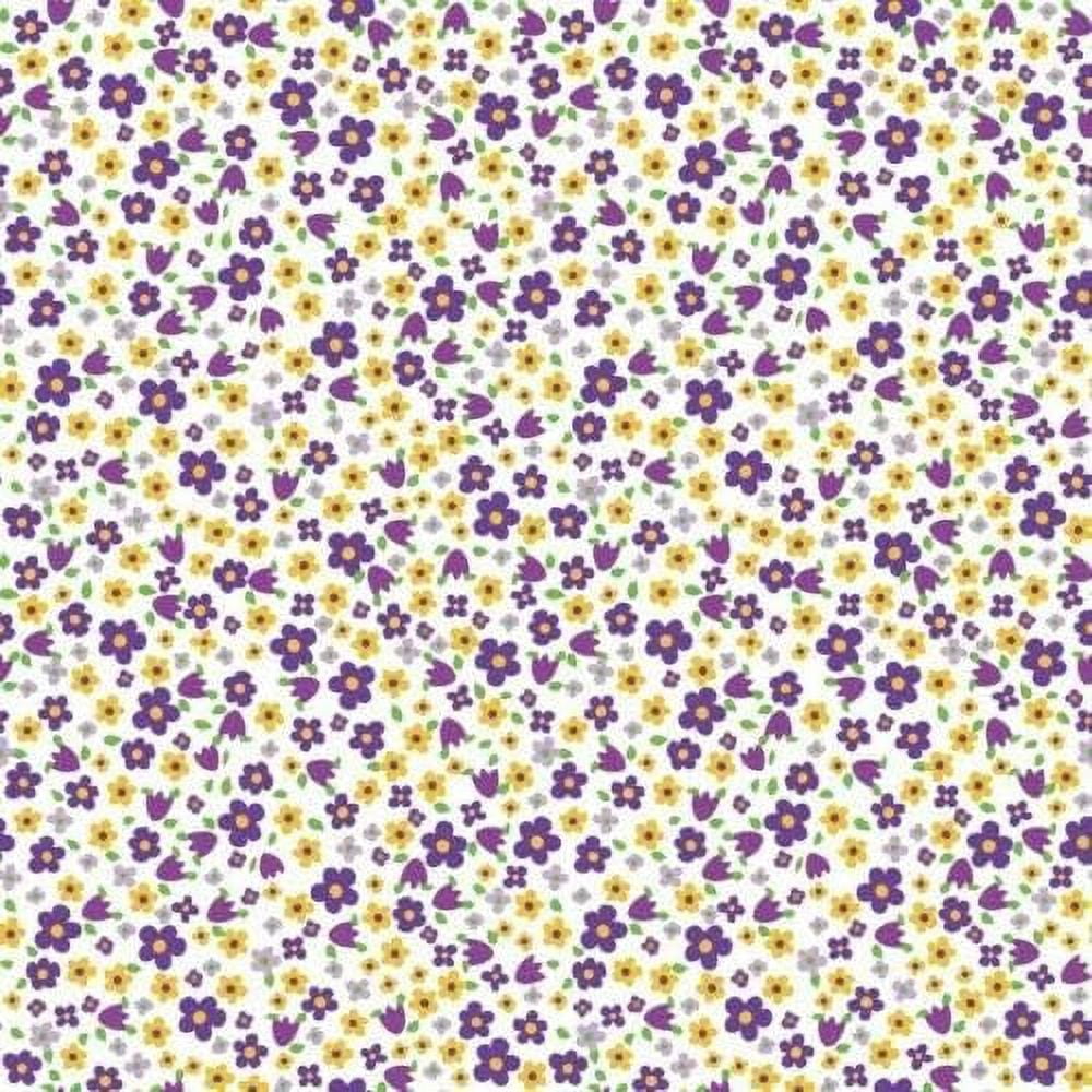 David Textiles Anise's Floral Small Flowers toss Purple 100% Cotton ...