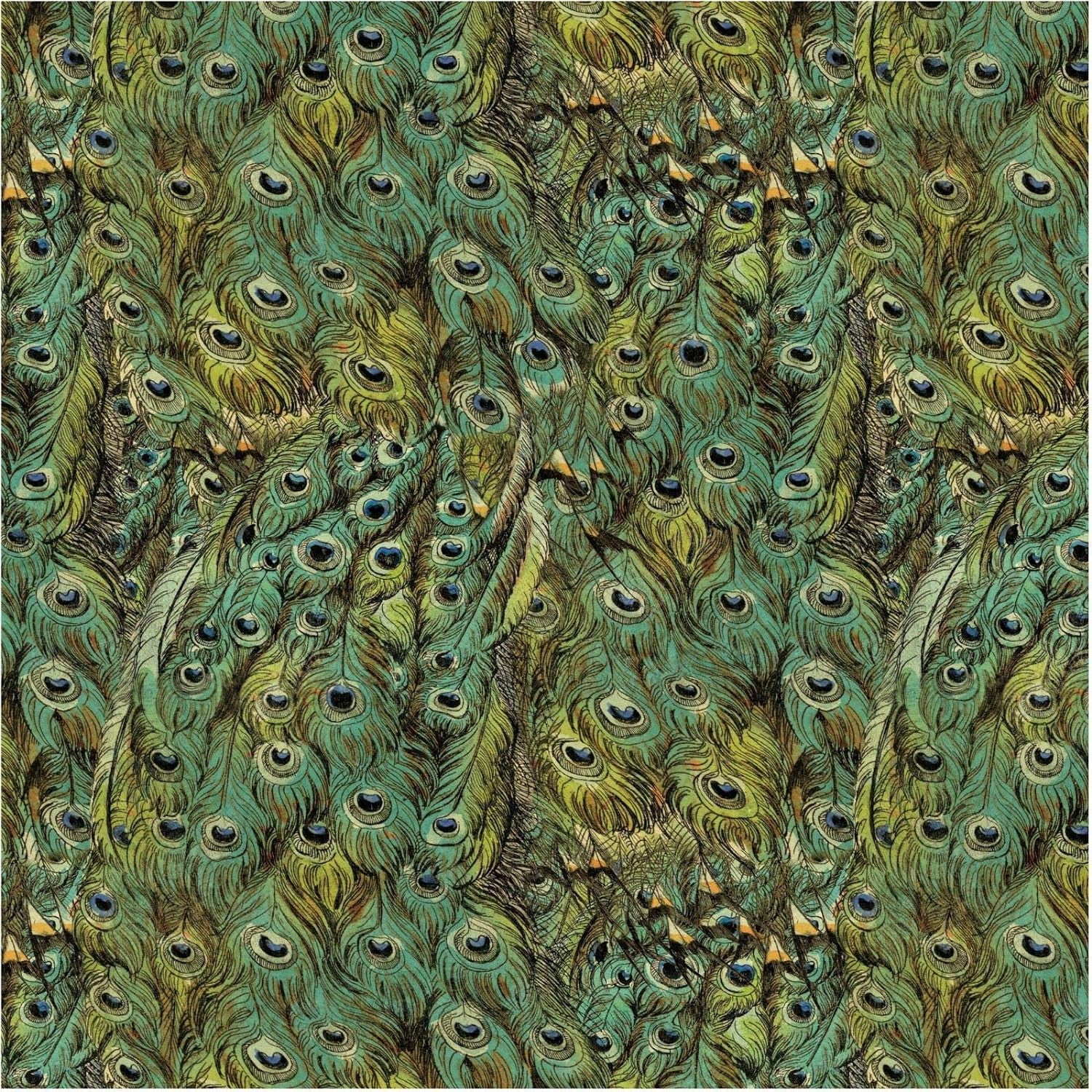 David Textiles Beautiful Peacock Green Feathers 100% Cotton Fabric sold ...