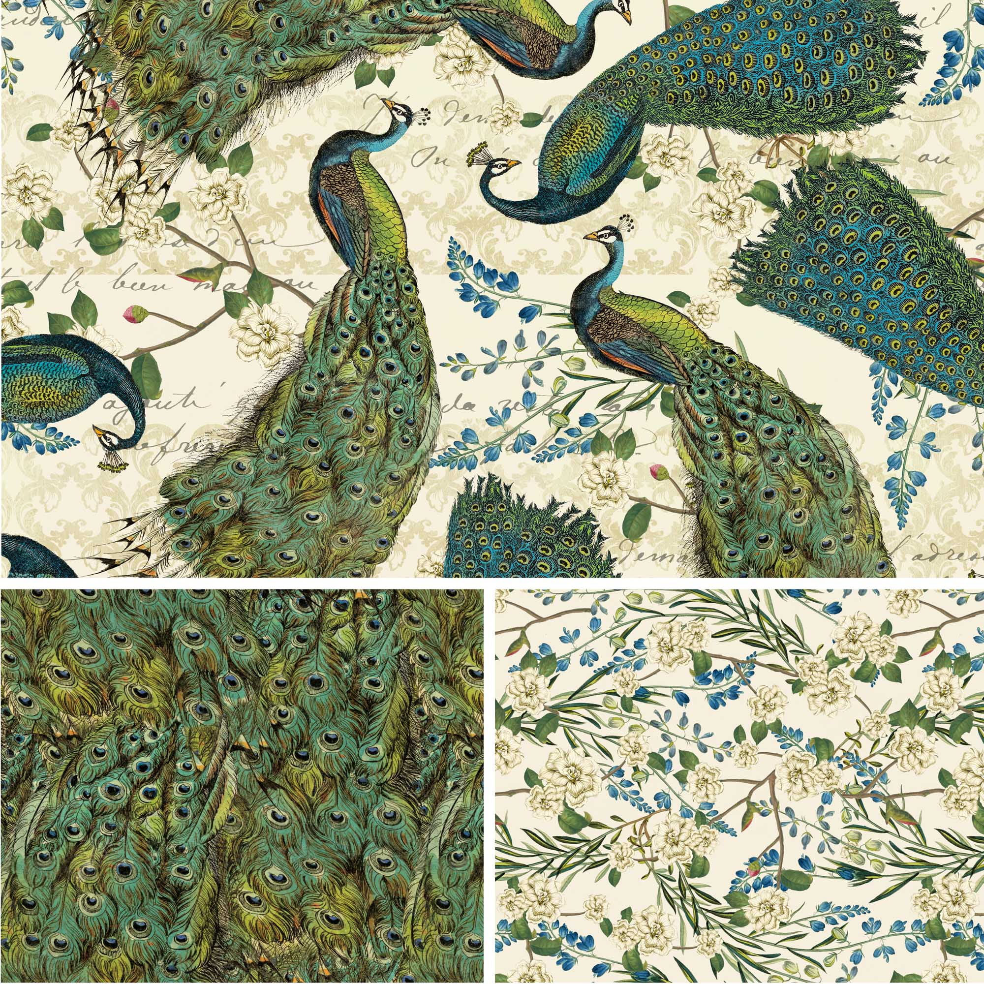 David Textiles Cotton 36 X 44 Peacock Arbor Quilting Fabric 1 Each
