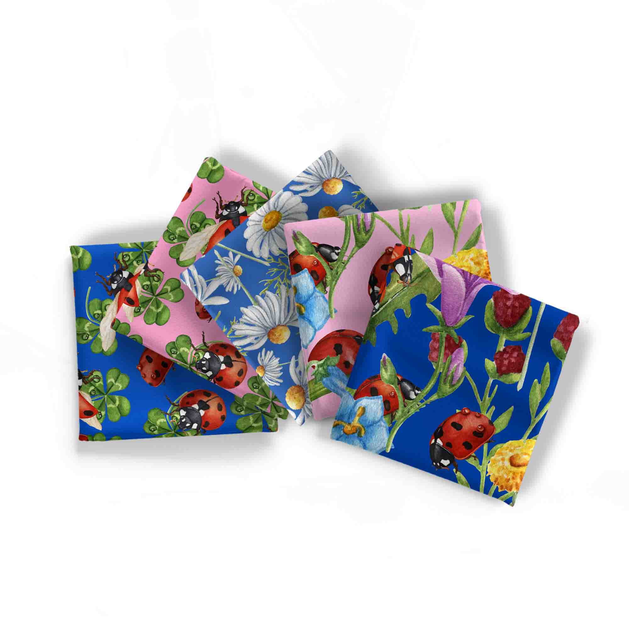 David Textiles Cotton Ladybug Lane Fat-quarter Precut Bundle, 5 Pieces ...