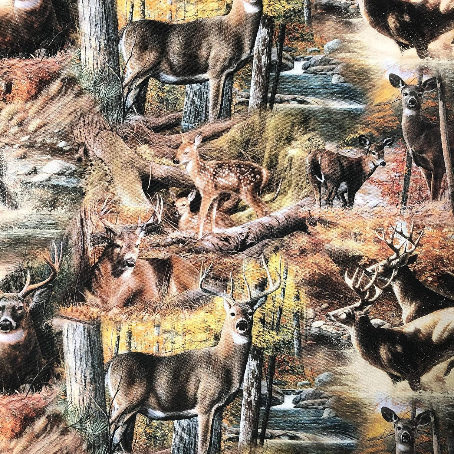 David Textiles Deer Forest On The Run 100% Cotton Fabric sold by the ...