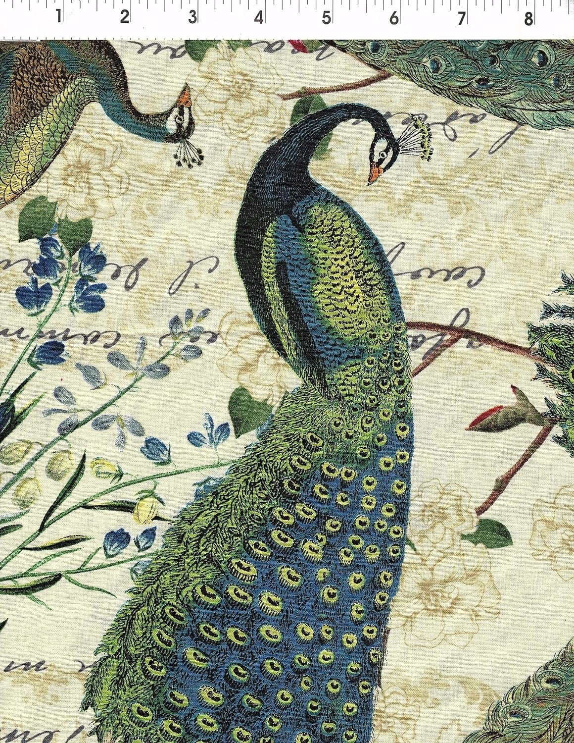David Textiles French Peacock Arbor Beige 100% Cotton Fabric sold by ...