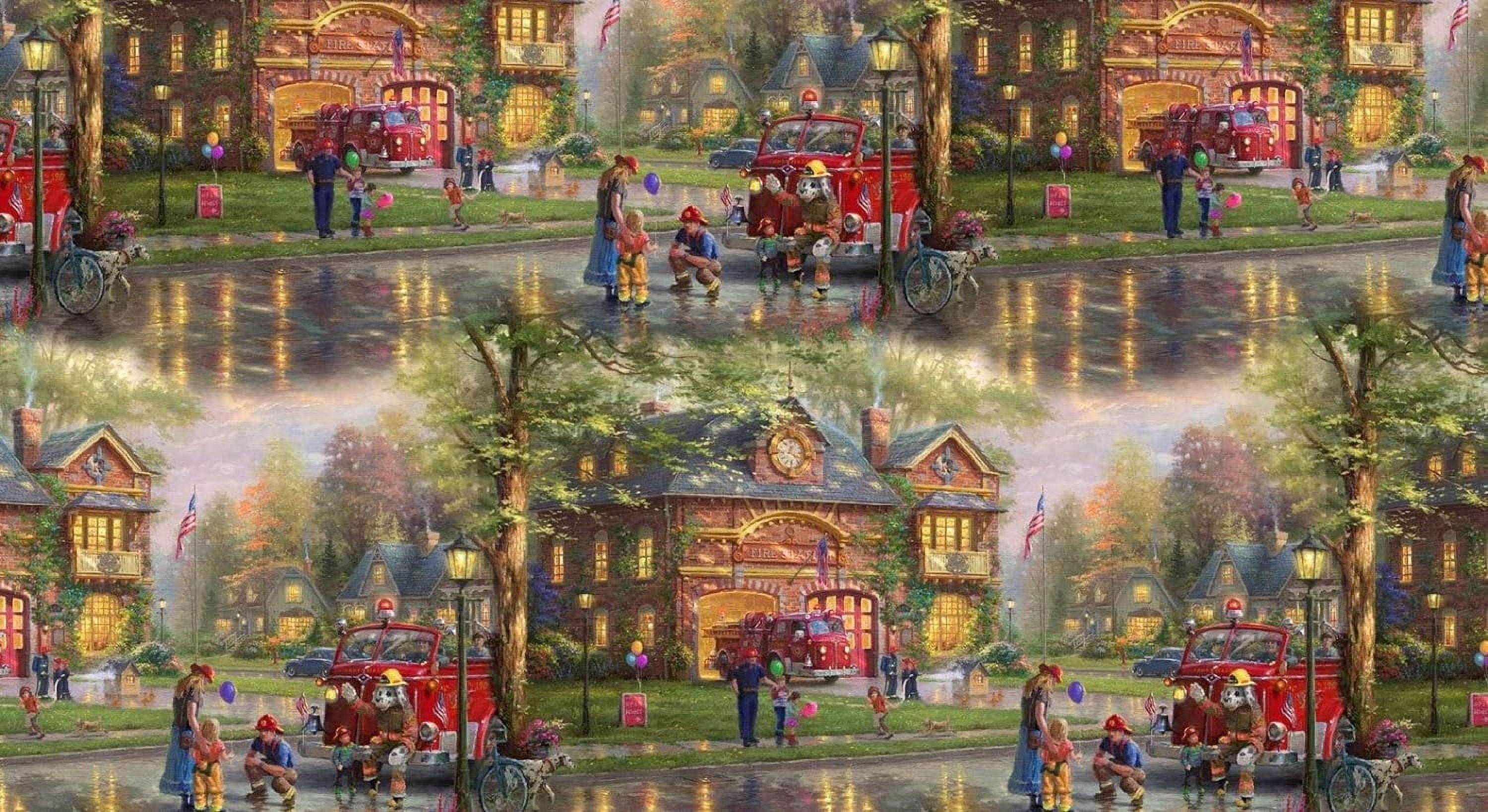 David Textiles Hometown Firehouse Scenic 100% Cotton Fabric sold by the ...