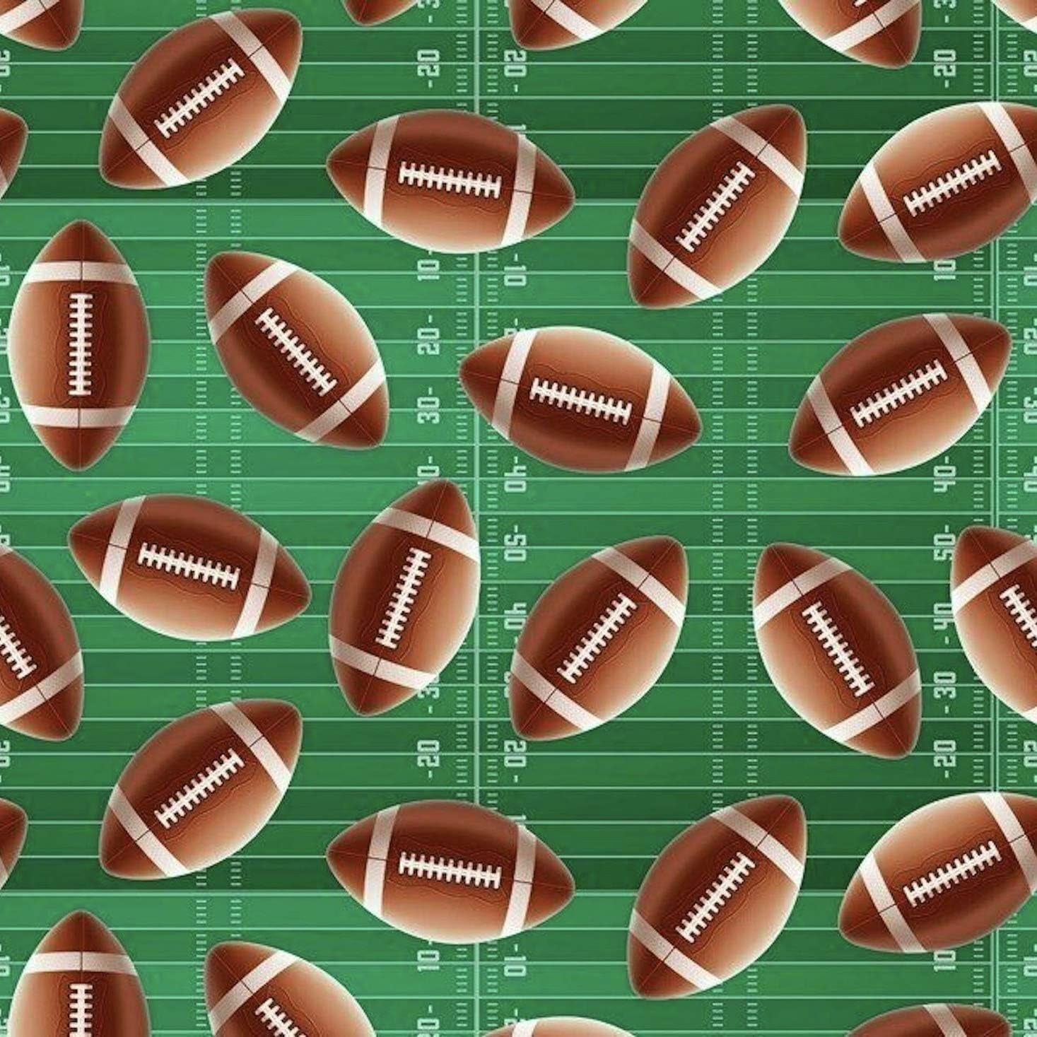 David Textiles Super Football Tossed Green Field Digital 100% Cotton ...