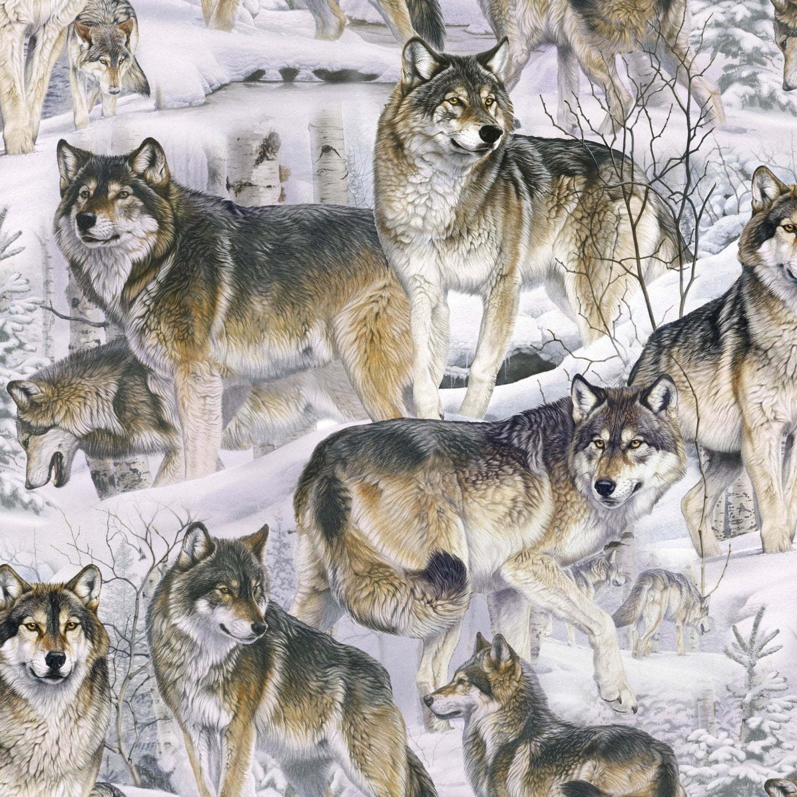 David Textiles Wolves In The Snow Light Gray 100% Cotton Sold by The ...