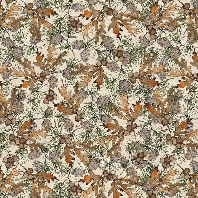 David Textiles Woodland Chart Acorns and Pine Cones Cotton Fabric by ...