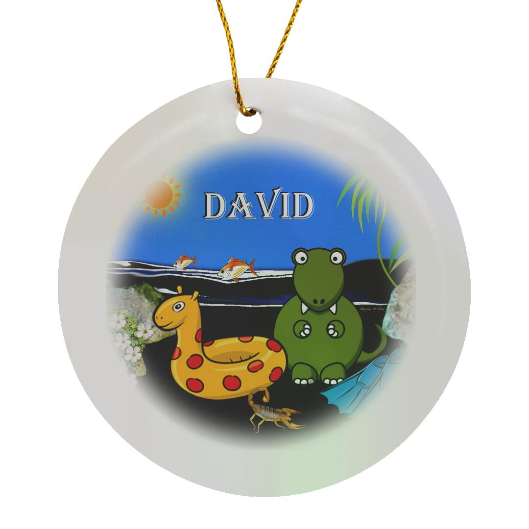 3drose, David - Tyrannosaurus Rex at the Beach, Circle Porcelain ...