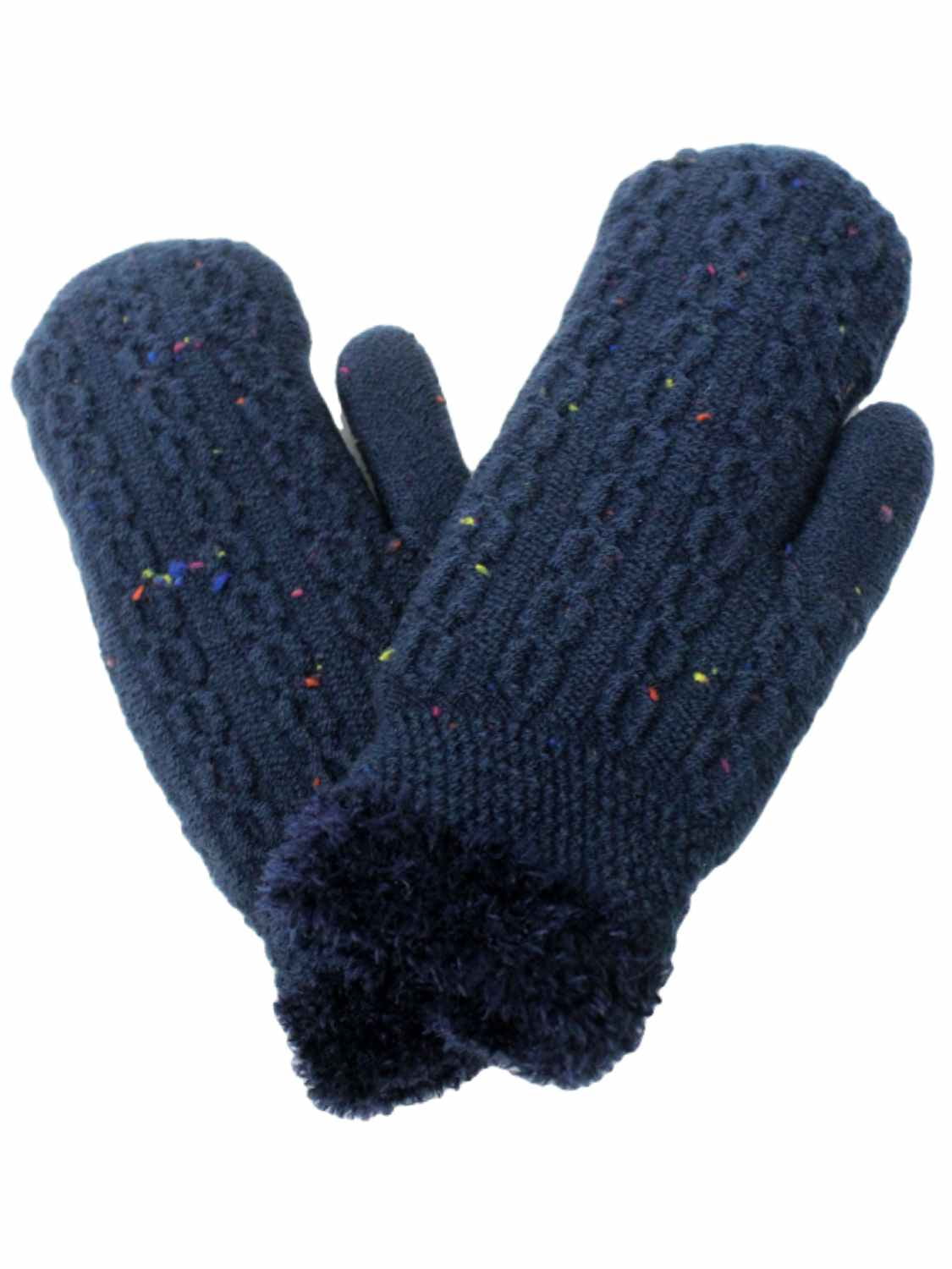 David & Young Womens Chunky Navy Blue Speckle Confetti Knit Mittens ...