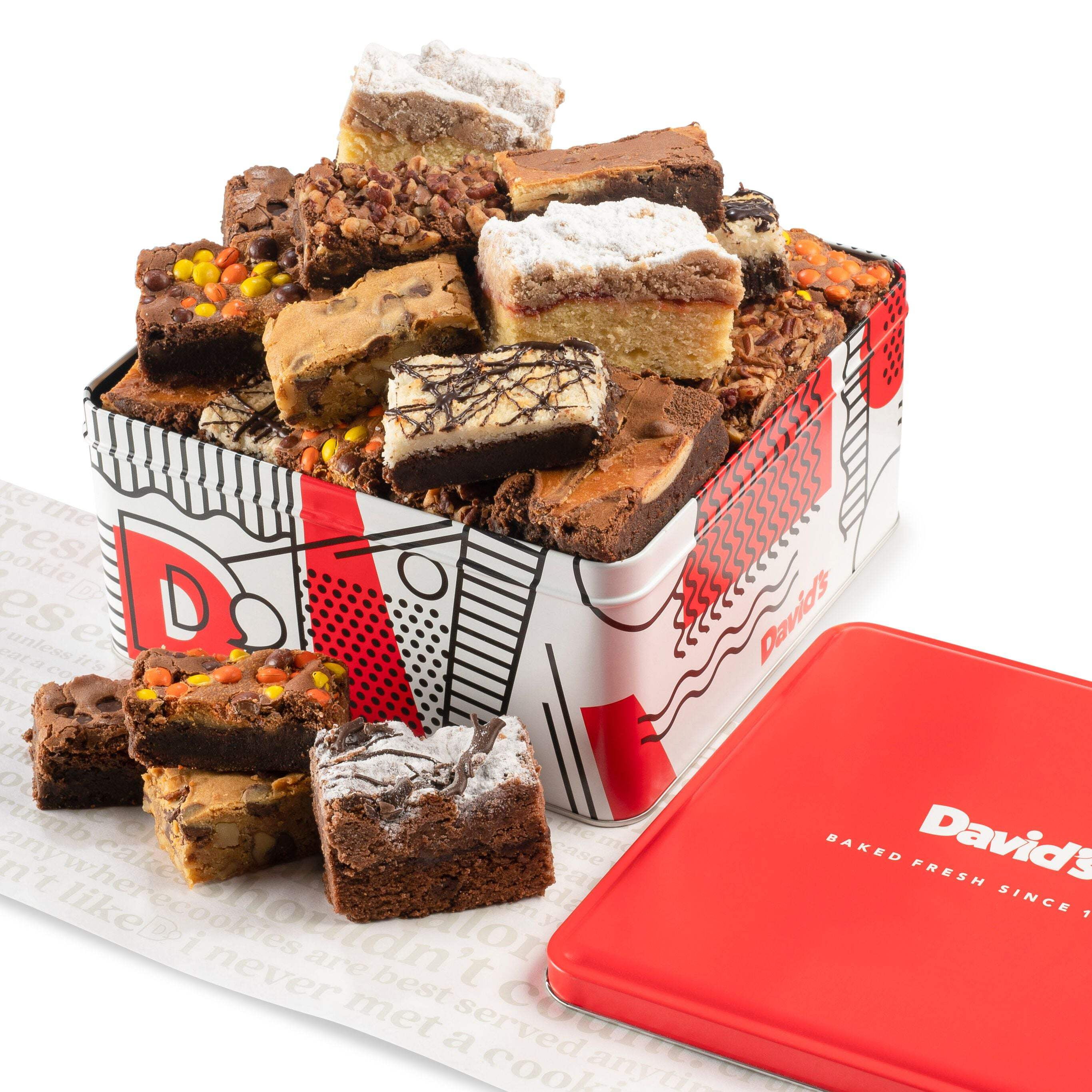 David's Cookies Assorted Brownies & Crumb Cake Gift Tin 3Lbs ...