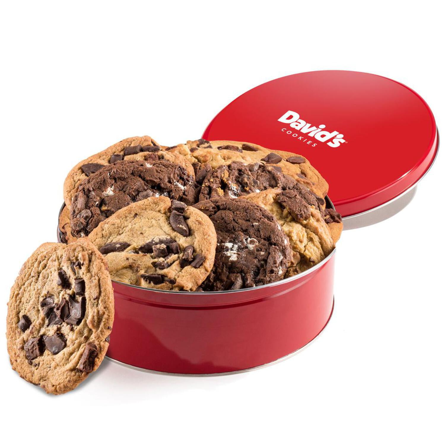 David's Cookies Assorted Fresh-Baked Decadent Cookie Gift Basket Tin ...