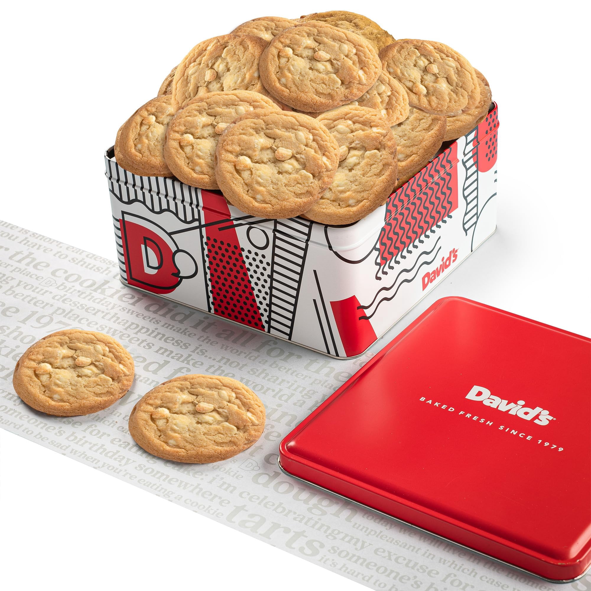 David’s Cookies Fresh Baked OKA4 Macadamia Nut Cookies Gift Soft ...