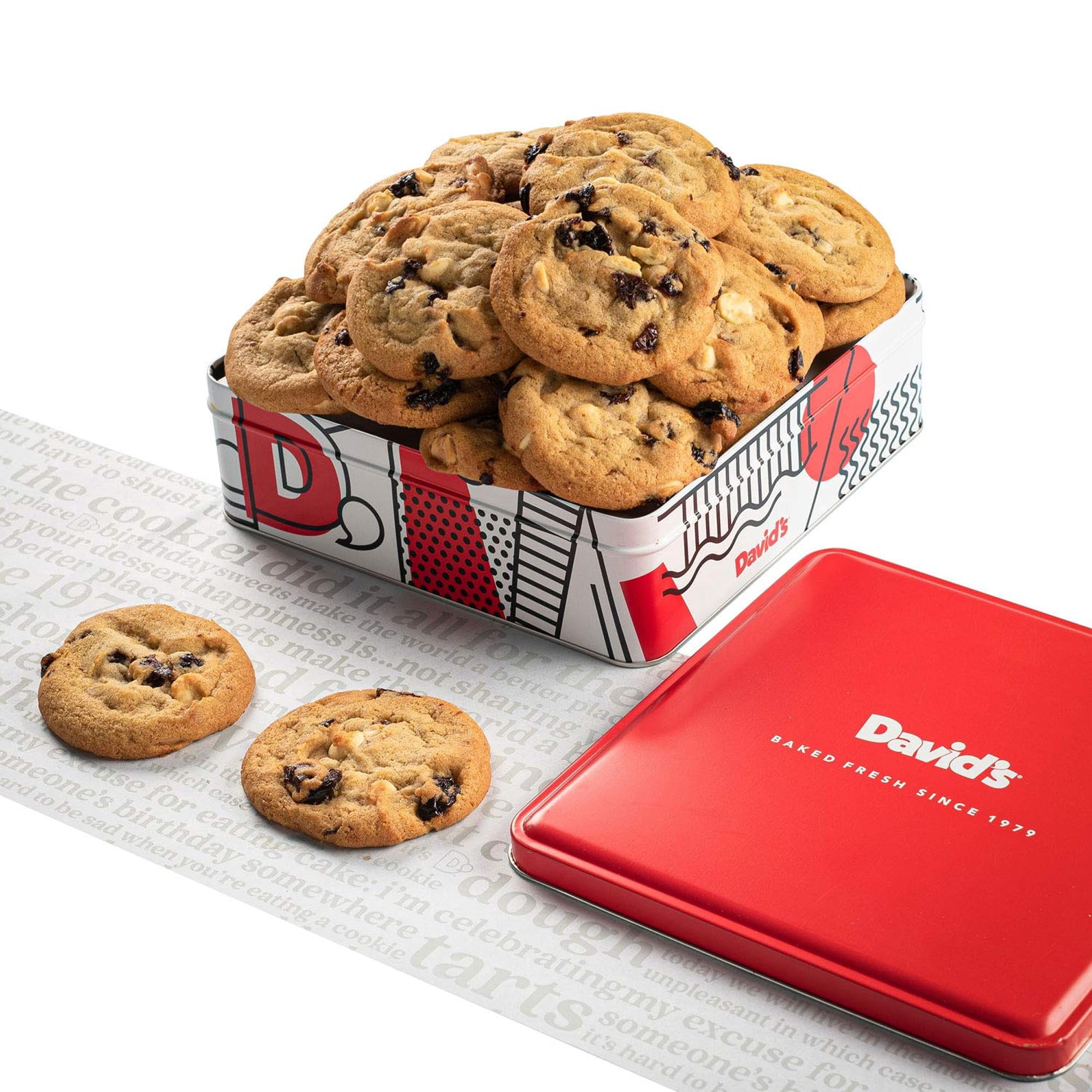 David's Cookies Fresh Baked VTF5 Cherry White Chip Cookies Gift Basket ...