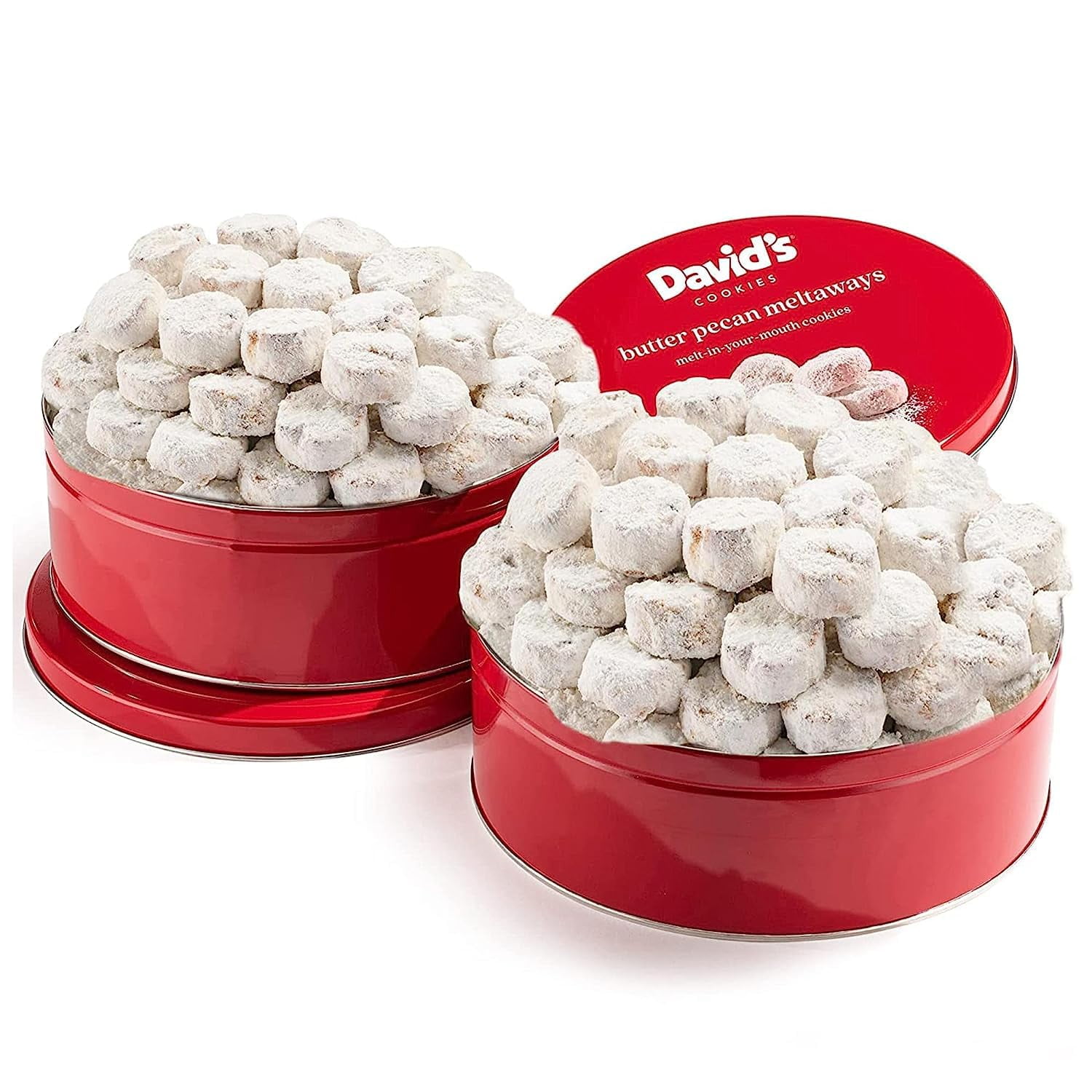 David's Cookies Gourmet Butter Pecan Meltaway Round Tin with Crunchy ...