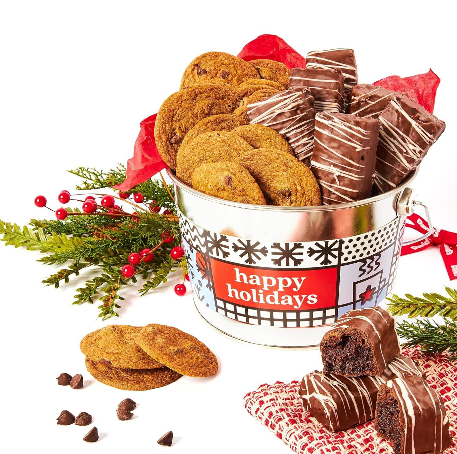 David’s Cookies Happy Holidays Cookies & Brownie Bites Bucket ...