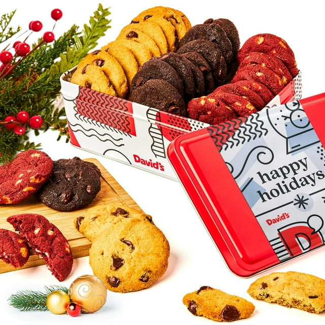 David's Cookies Happy Holidays Mini Cookies in Sweet Sampler Tin ...