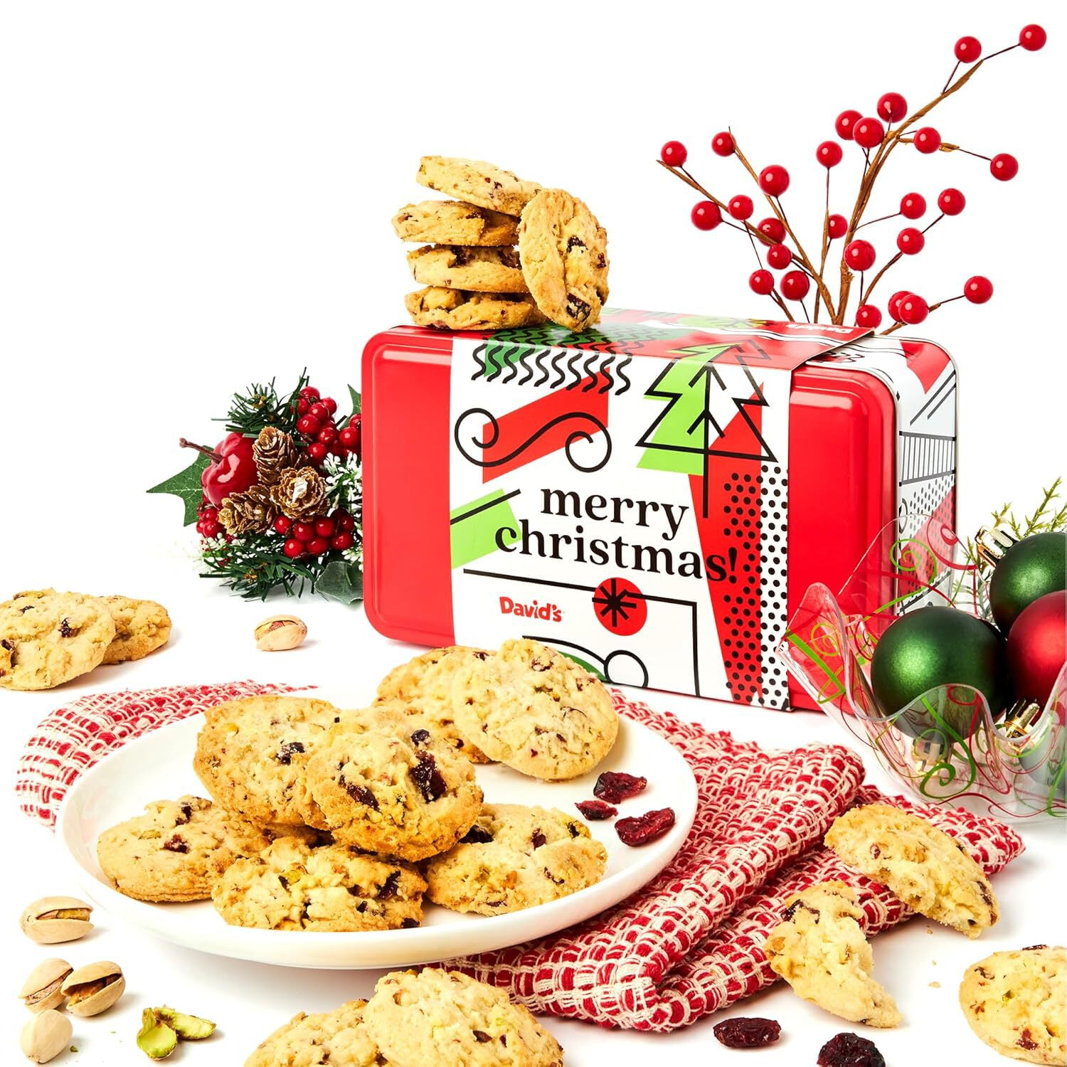 David's Cookies Merry Christmas Cranberry Pistachio Biscuits in Sweet ...