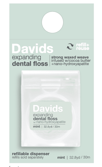 Davids Expanding Dental Floss w/Hydroxyapatite, Mint, 30M - Walmart.com