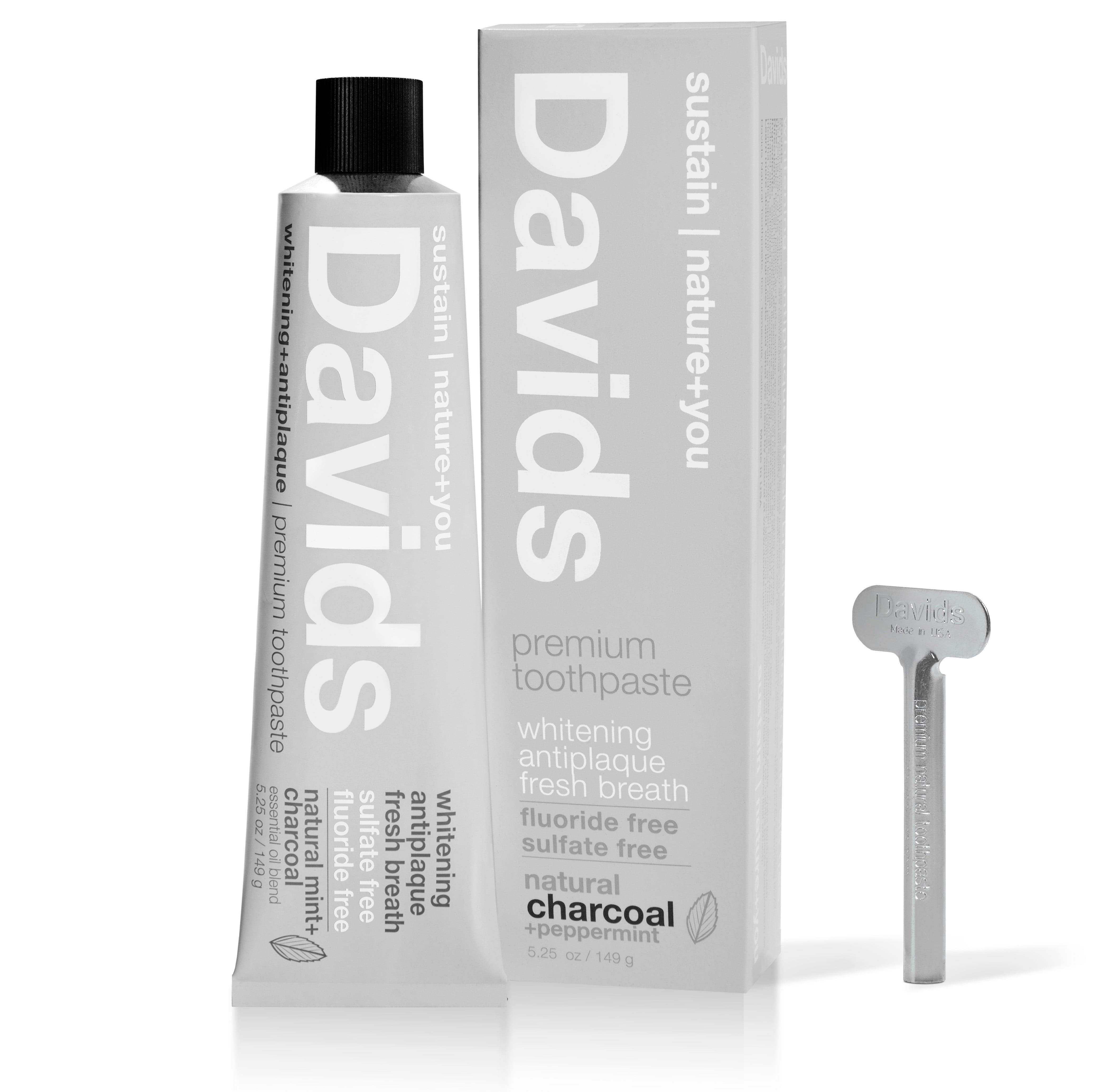 Davids Premium Natural Toothpaste, Peppermint + Charcoal, 5.25 oz (149 ...