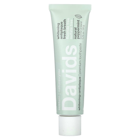 Davids Premium Toothpaste, Peppermint Flavor, Travel Size 1.75 OZ, TSA Compliant, Whitening ...
