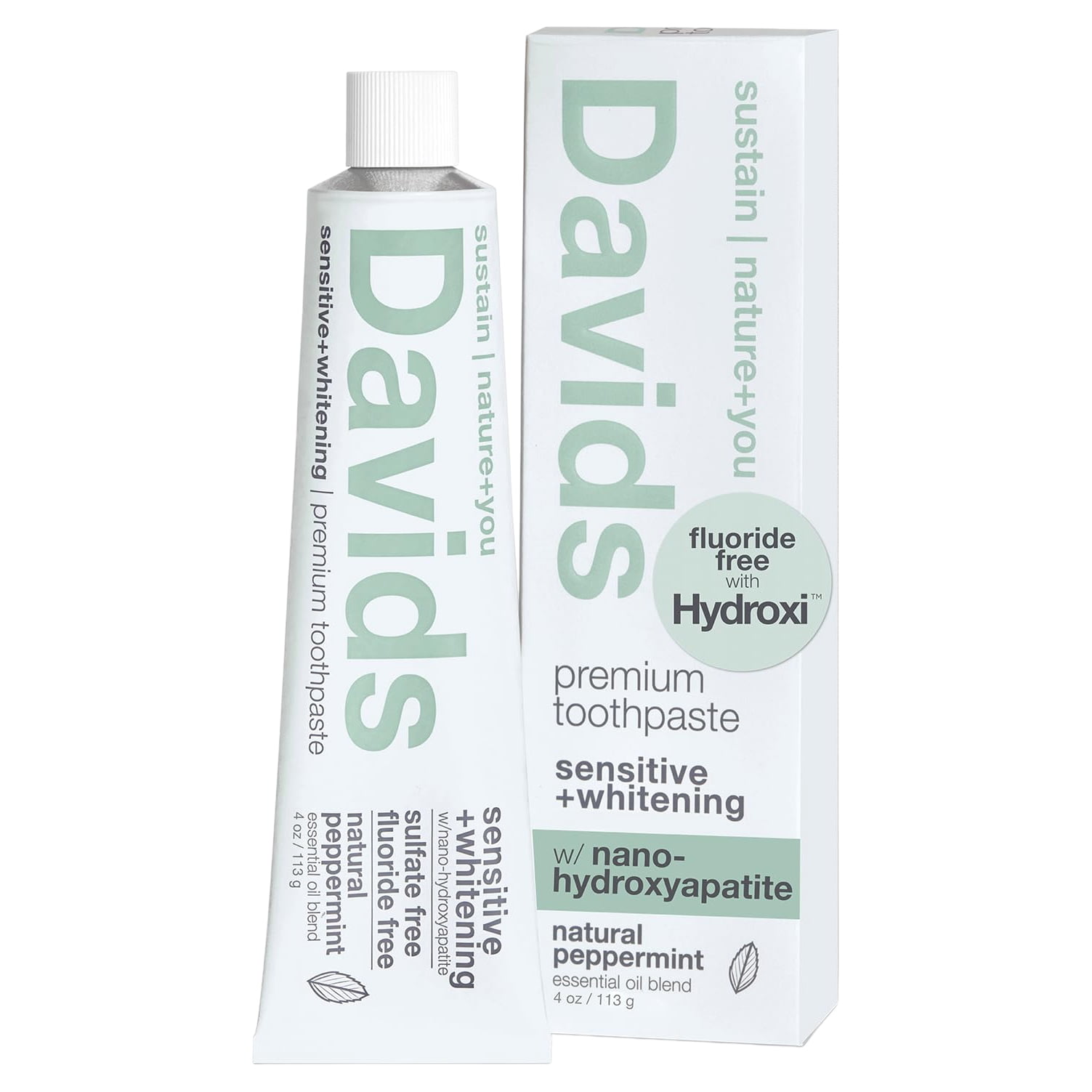 Davids Hydroxi™, Sensitive + Whitening Toothpaste, Natural Peppermint ...