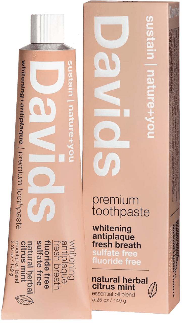 Davids Whitening+Antiplaque Natural Toothpaste, Herbal Citrus Mint, 5. ...