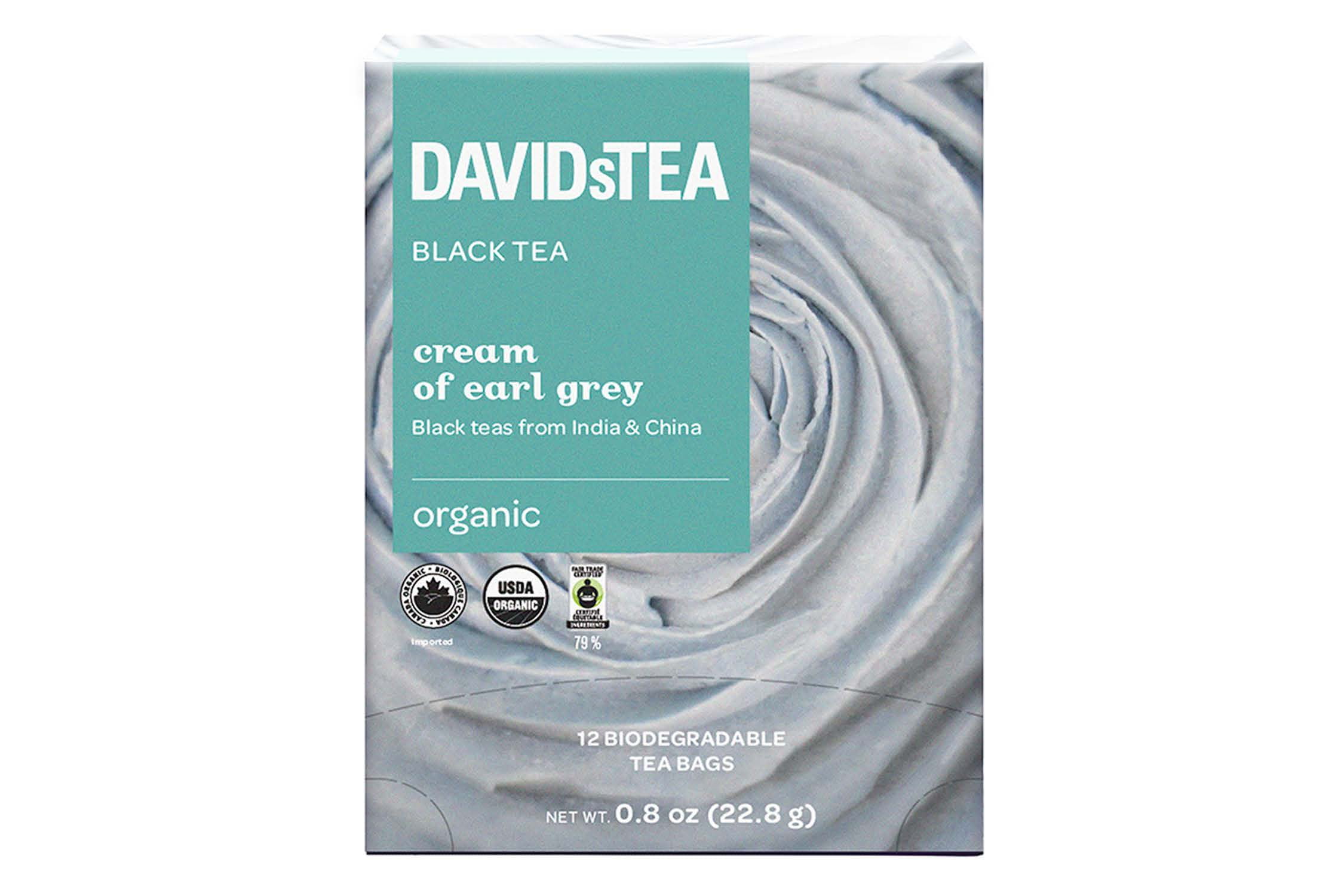 DavidsTea Organic Cream of Earl Grey Black Tea 12 Tea Bags - Walmart.com