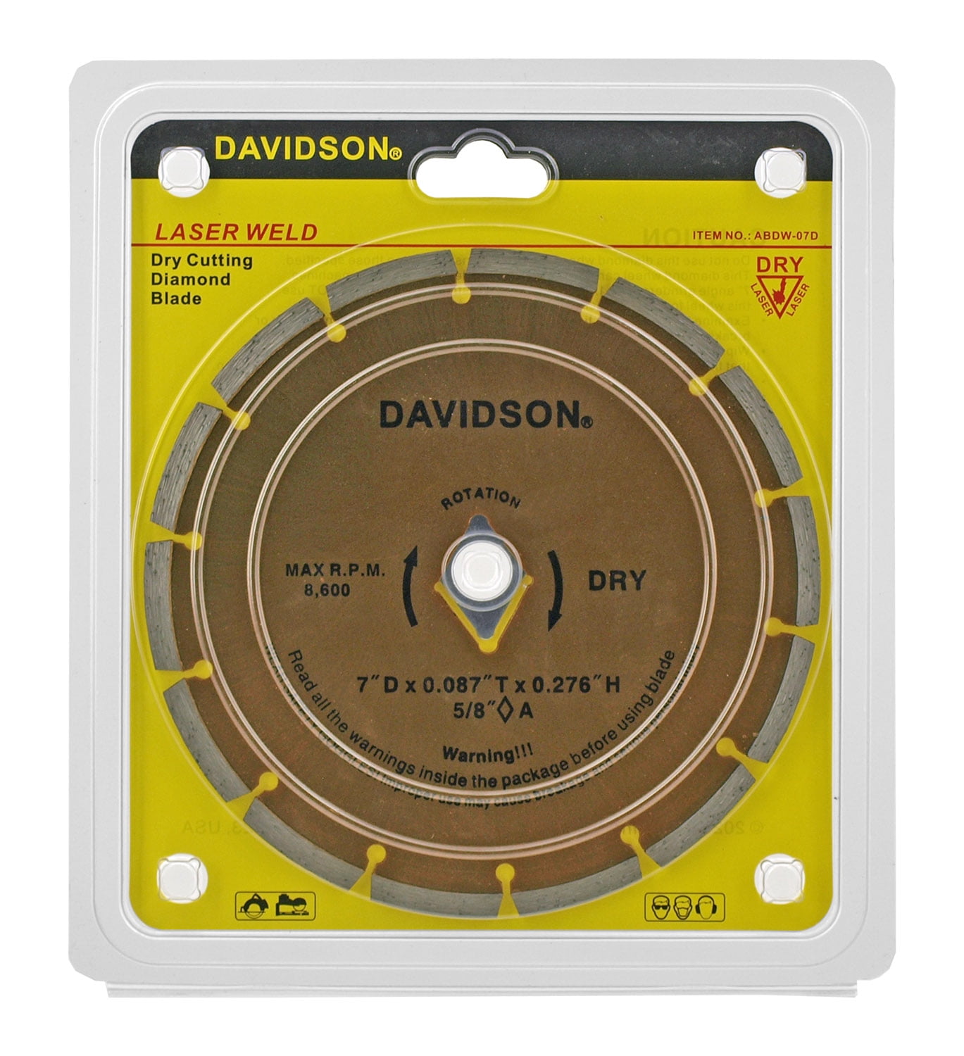 Davidson Laser Weld Segmented Dry Cutting Diamond Blade 7" - Walmart.com