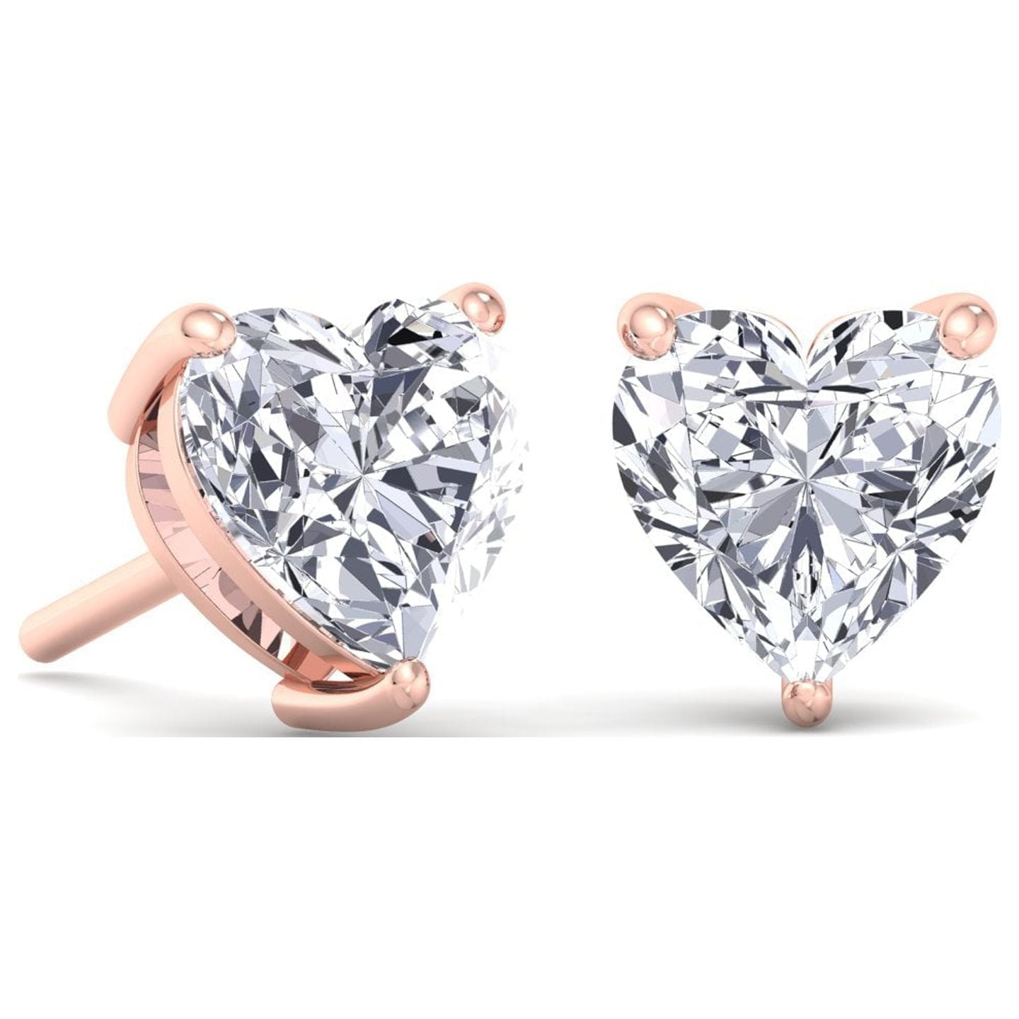 Davie - 1 Carat Heart Shape Diamond Stud Earrings - Walmart.com