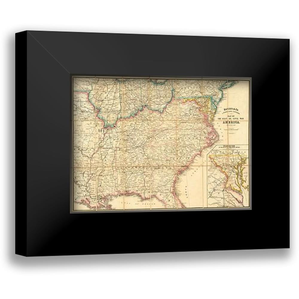 Davies and Co. 14x11 Black Modern Framed Museum Art Print Titled - Map ...