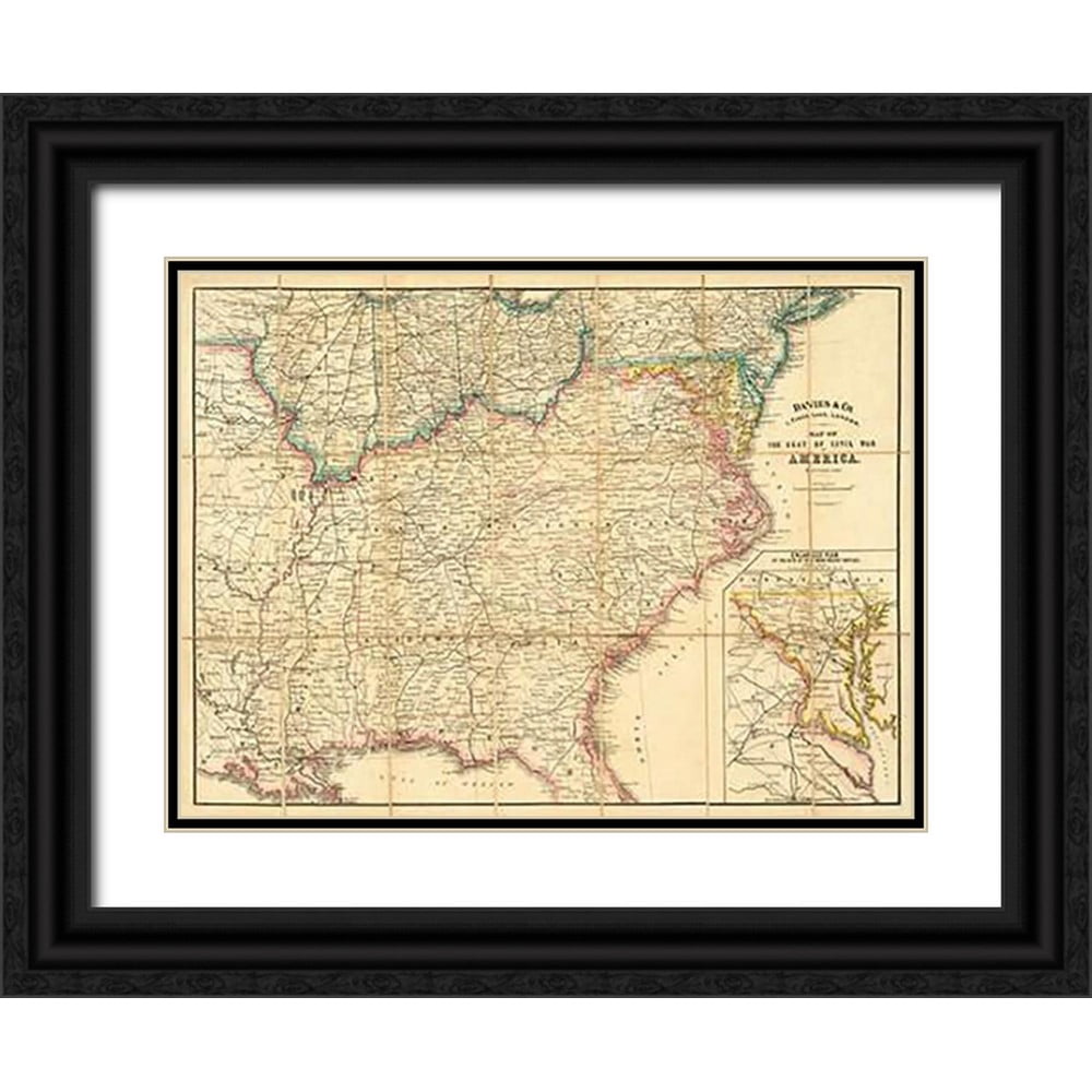 Davies and Co. 18x14 Black Ornate Wood Framed with Double Matting ...