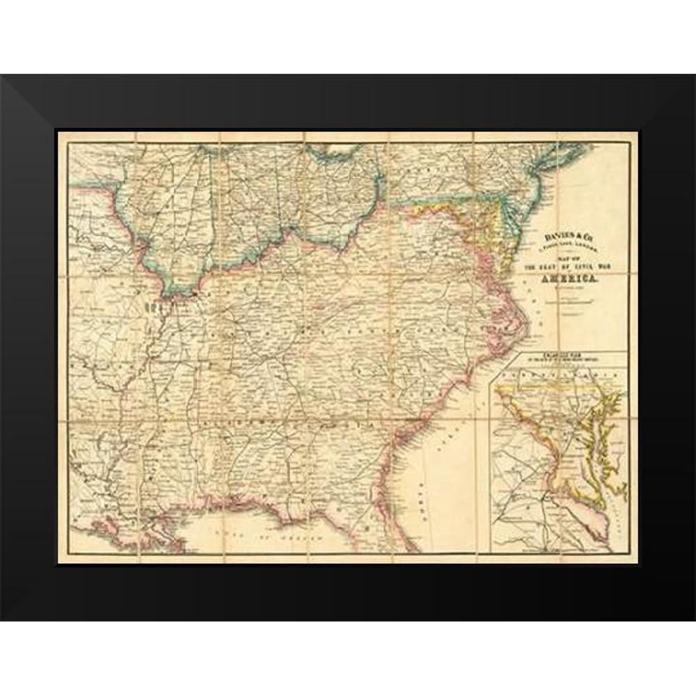 Davies and Co. 24x19 Black Modern Framed Museum Art Print Titled - Map ...