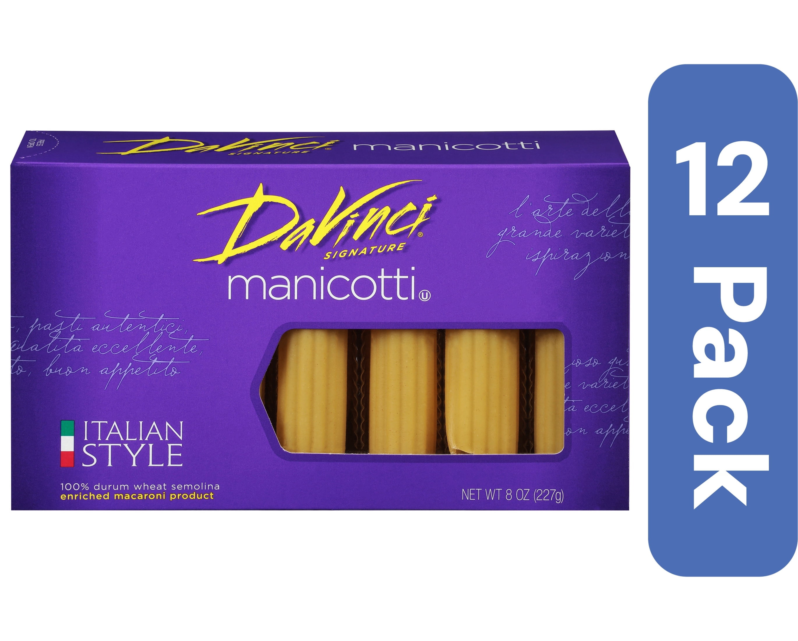 Davinci Cannelloni Manicotti Pasta 8 oz (Pack Of 12) - Walmart.com