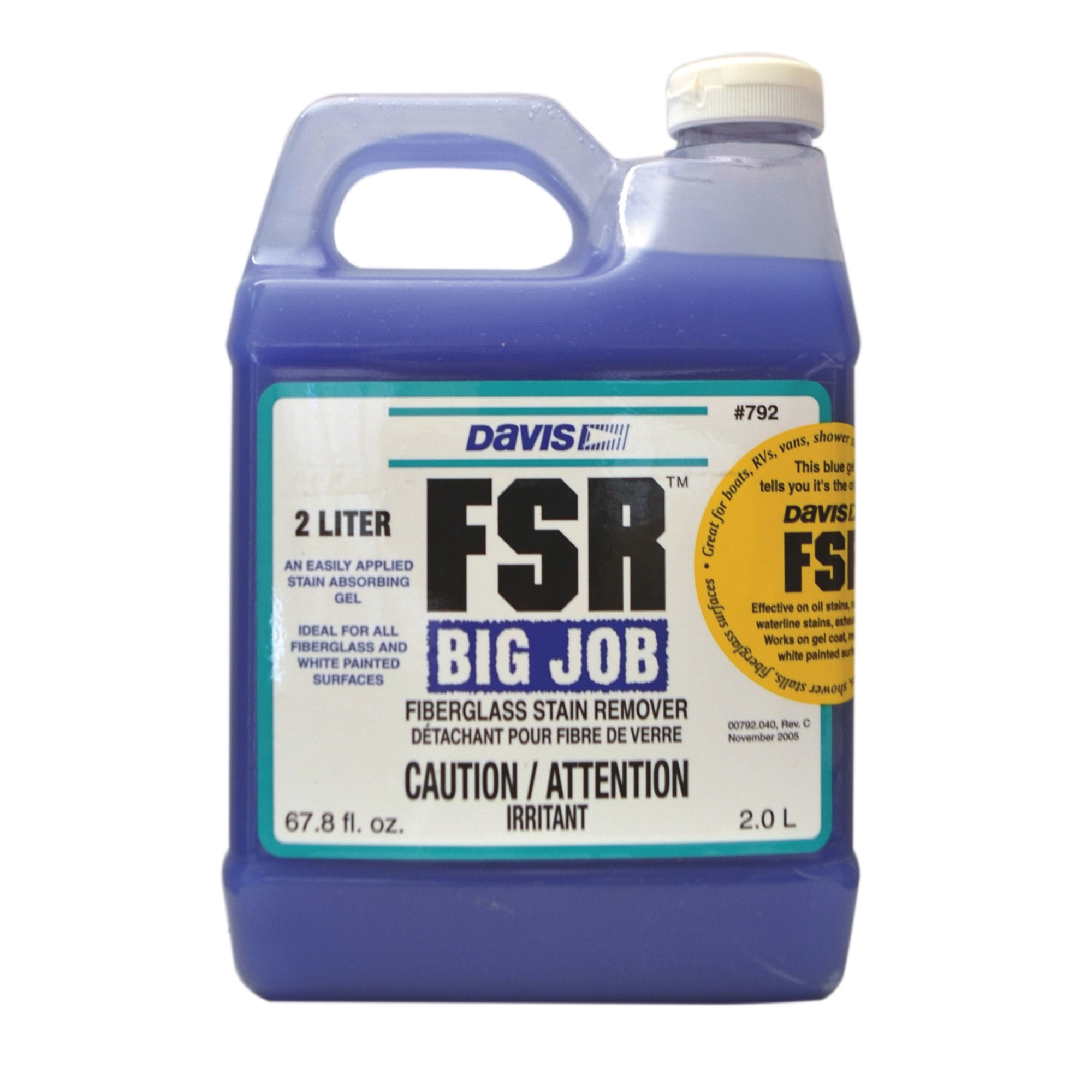 Davis 792 Fiberglass Stain Remover - 2 Liters - Walmart.com