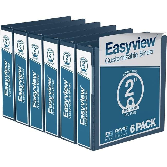 Davis 2" Easyview Premium Customizable Binder, Round Ring, Navy Blue, Pack of 6 - Walmart.com