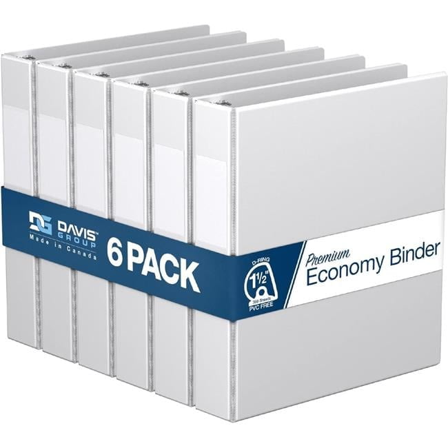 Davis Group Premium Economy, Angle D Ring, Binder, 6 Pack (White, 1.5 ...