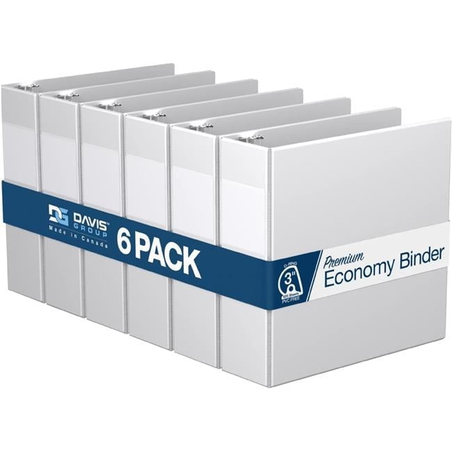 Davis Group Premium Economy, Angle D Ring, Binder, 6 Pack (White, 3 ...