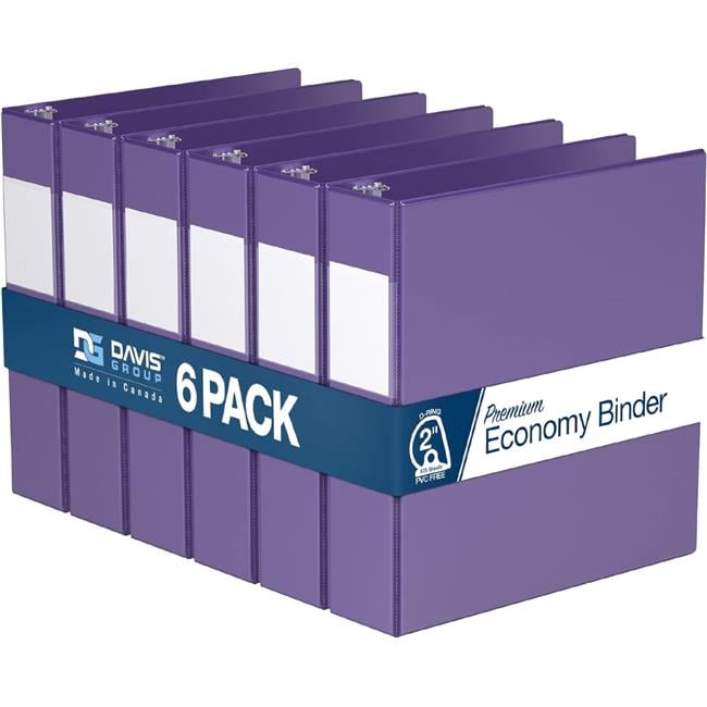 Davis Group Premium Economy, Angle D Ring, Binder, 6 Pack (Purple, 2 ...
