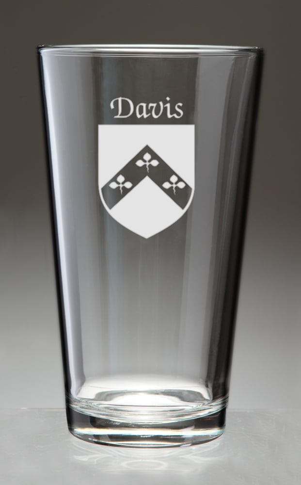 Davis Irish Coat of Arms Pint Glasses - Set of 4 (Sand Etched ...