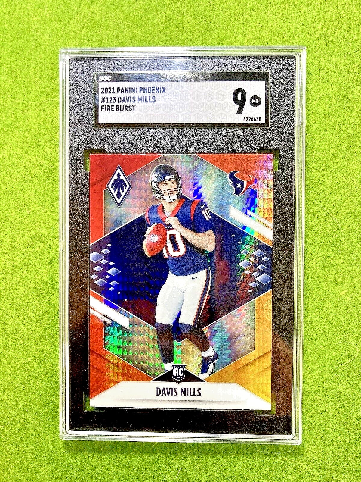 Davis Mills FIREBURST PRIZM ROOKIE CARD SGC 9 SP RC 2021 Phoenix DAVIS ...