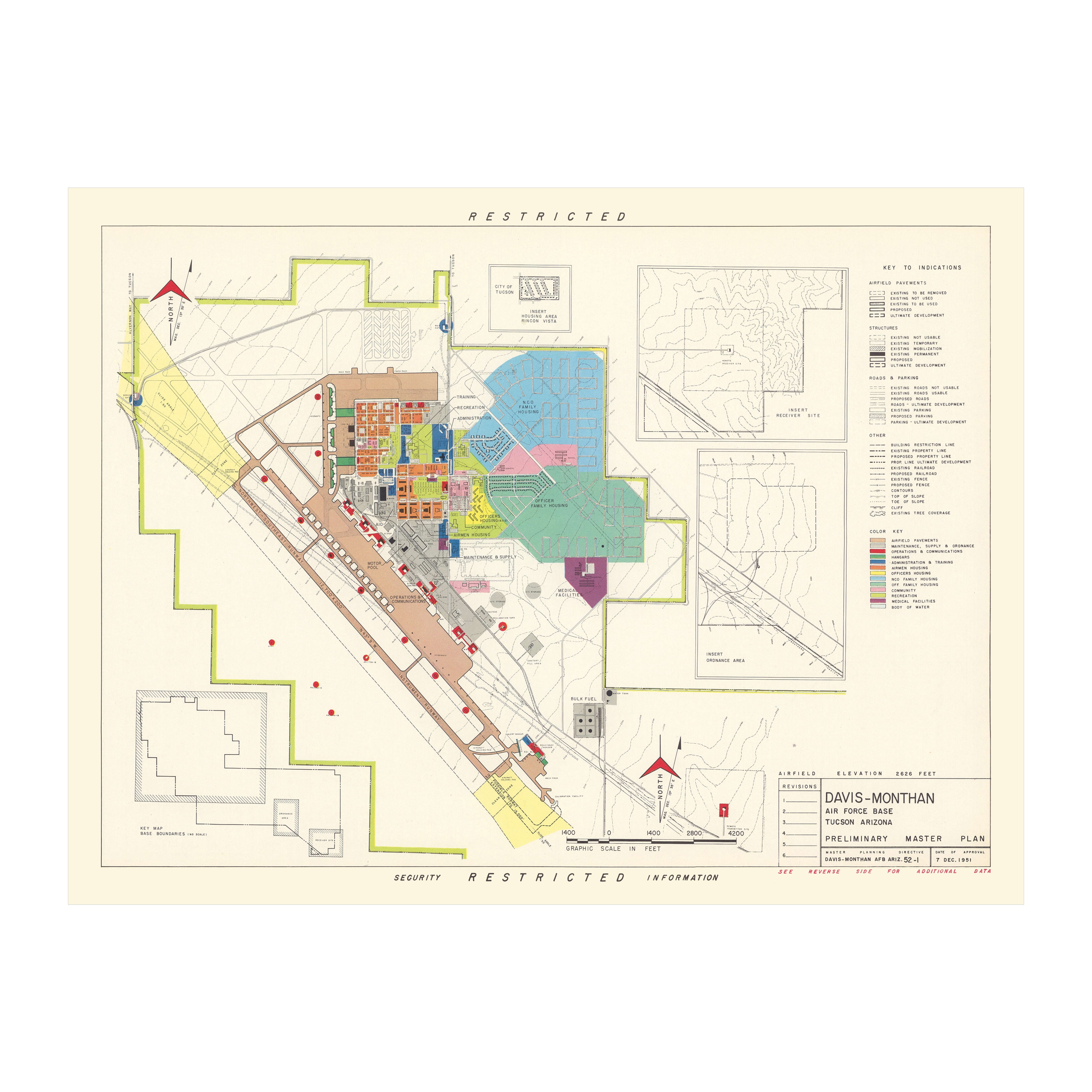 Davis-Monthan Air Force Base Art, 1951 Vintage Map of Davis-Monthan Air ...
