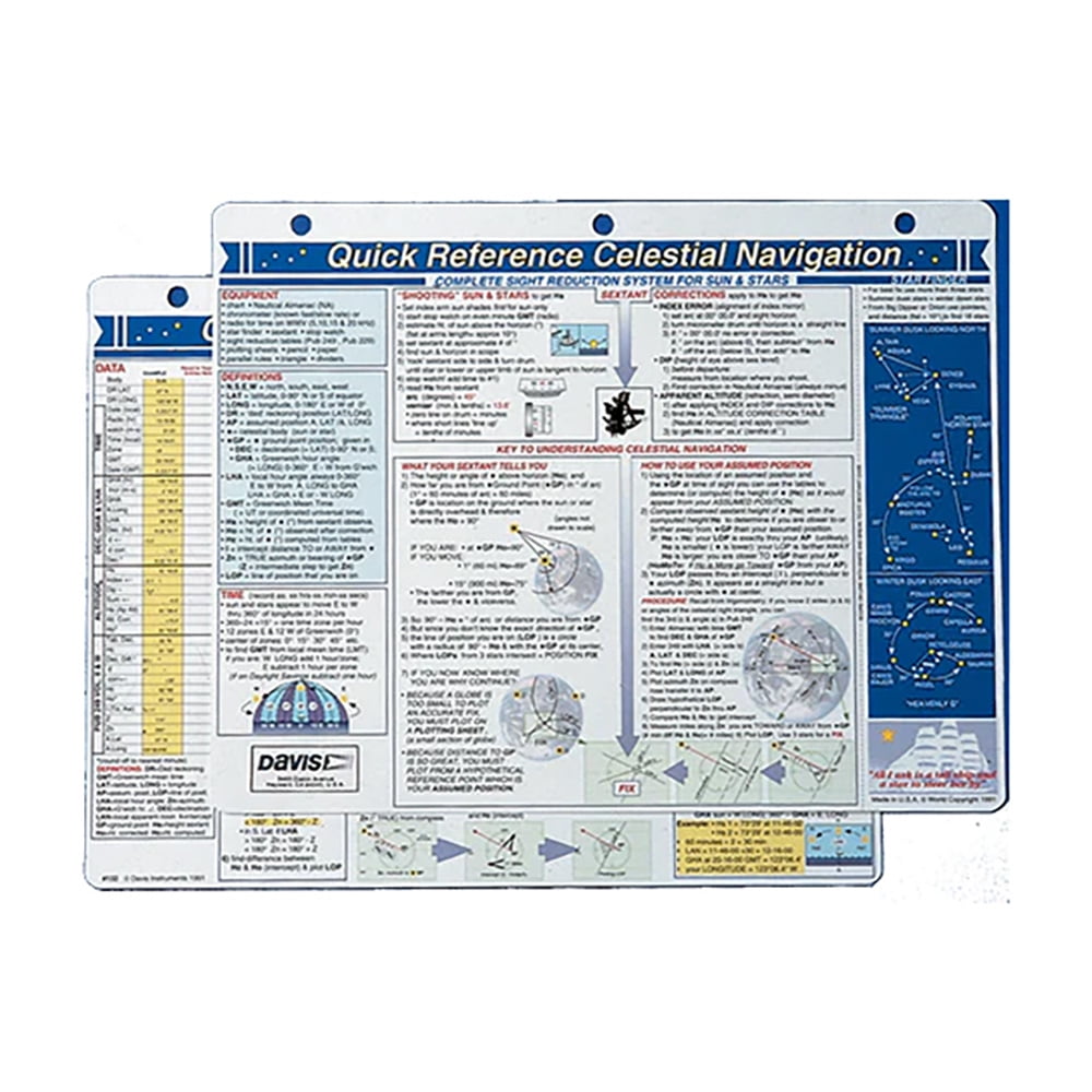 Davis Quick Reference Celestial Navigation Card | Bundle of 5 Each ...