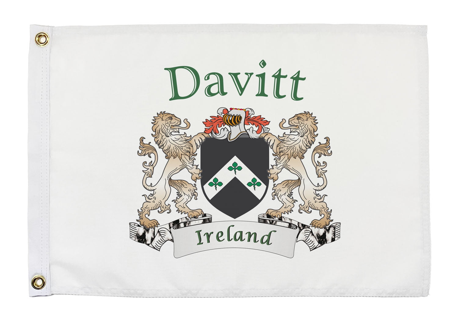 Davitt Irish Coat of Arms Small White Flag - 16"x10.5" inches - Walmart.com