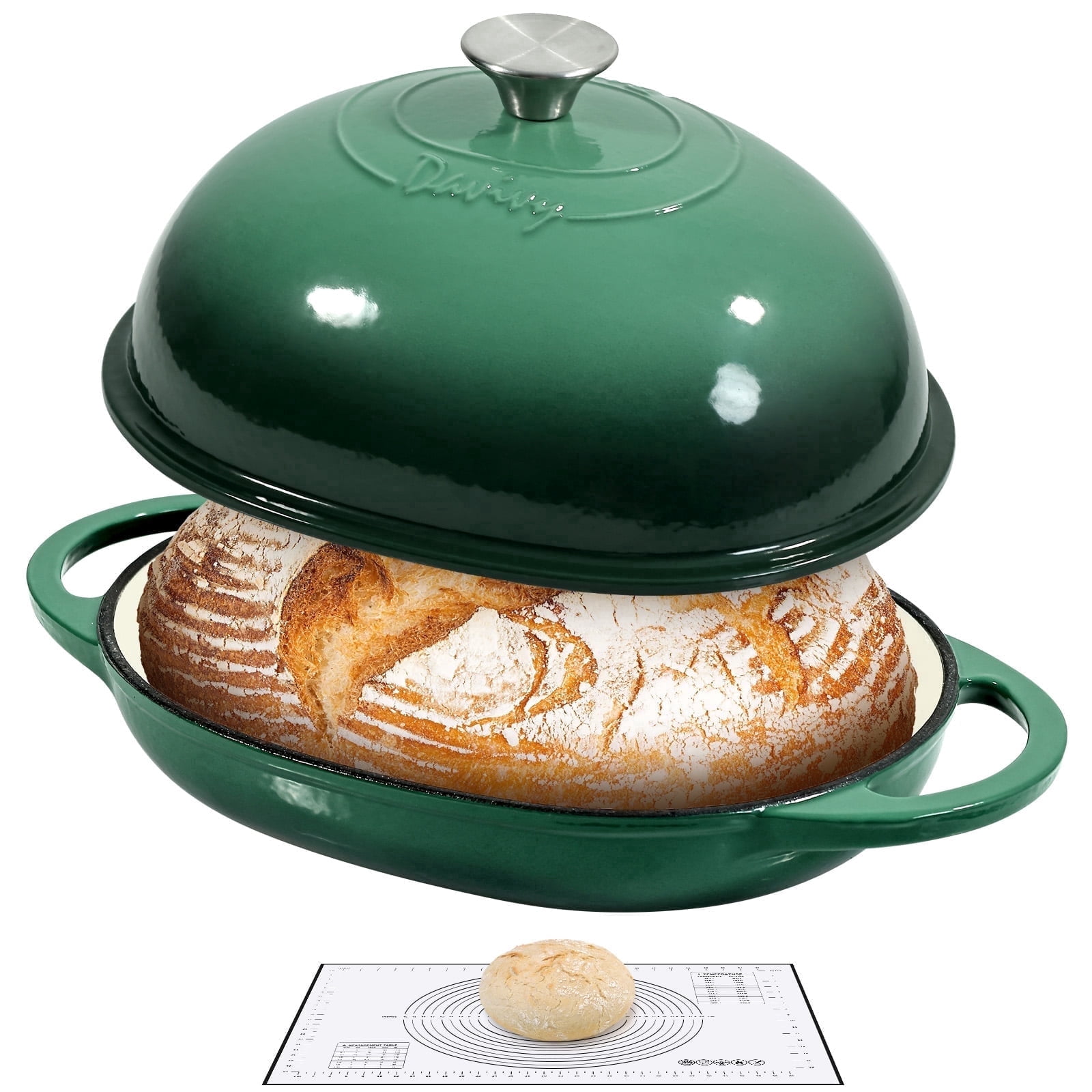 Davivy 6QT Enameled Oval Dutch Oven for Sourdough Bread Baking with Lid ...