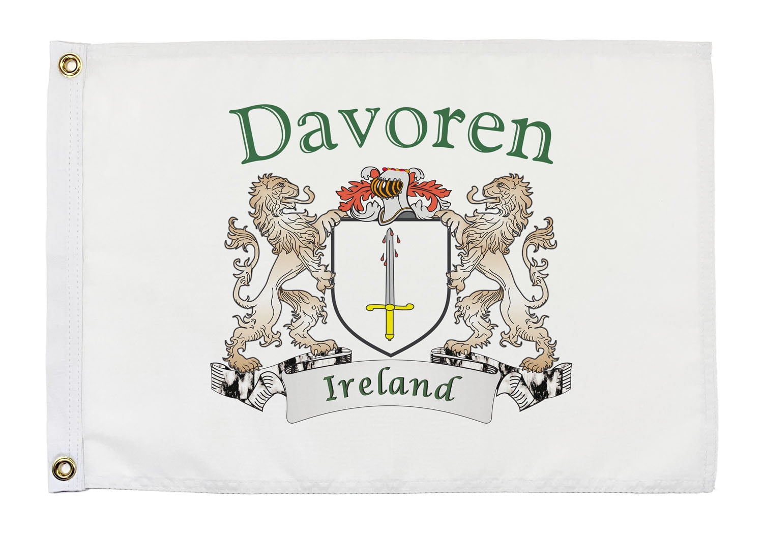 Davoren Irish Coat of Arms Small White Flag - 16"x10.5" inches ...