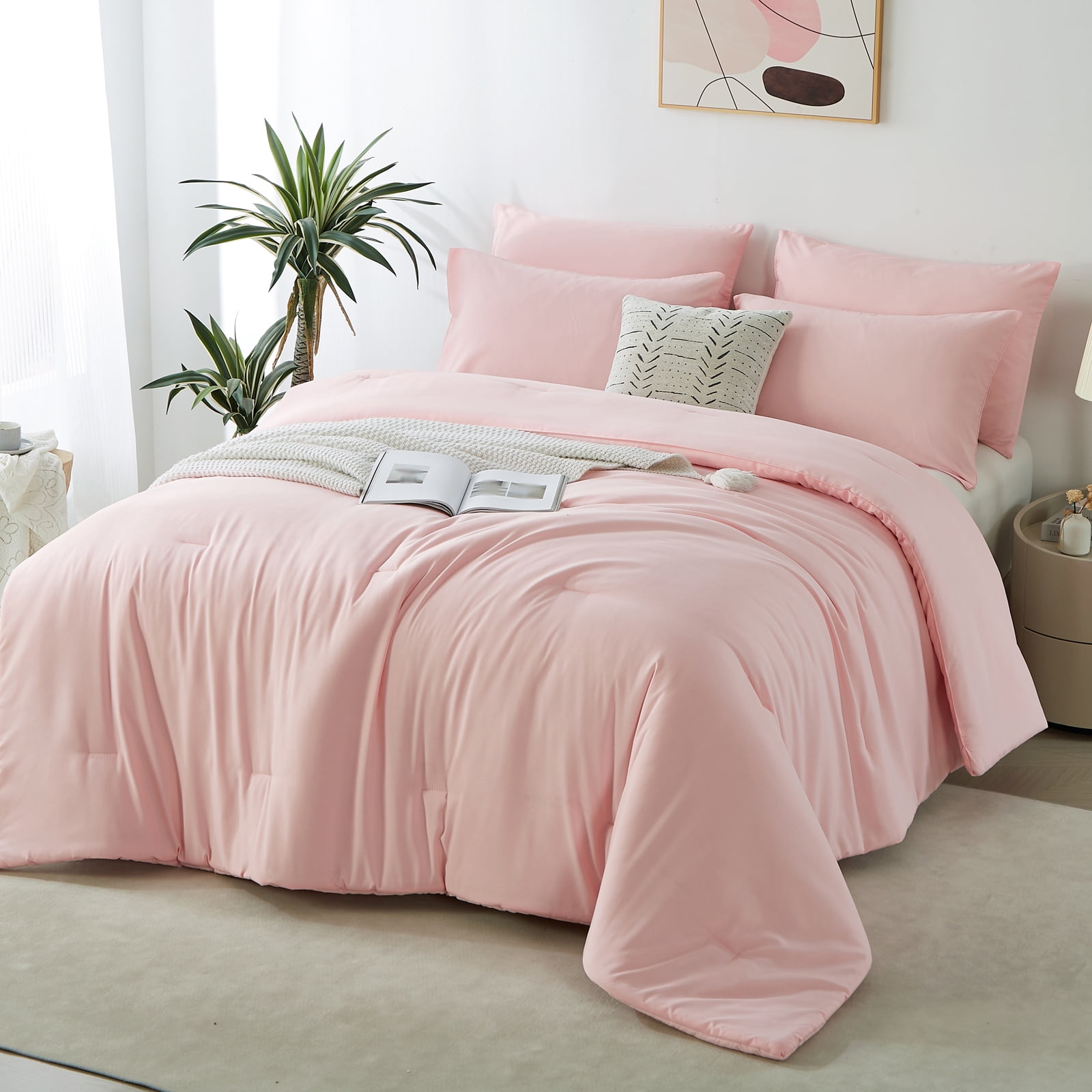 Davulos Comforter Full Size Set Pink,3 Pieces Lightweight Bed Comforter ...