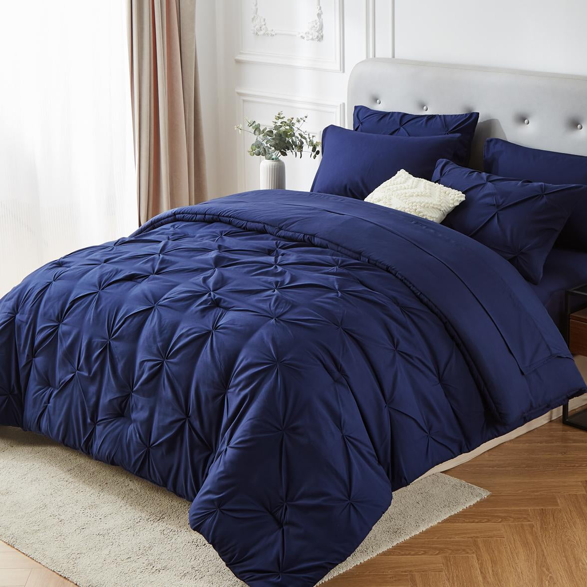 Davulos King Size Comforter Set,7 Pieces Dark Blue Bedding Sets for All ...