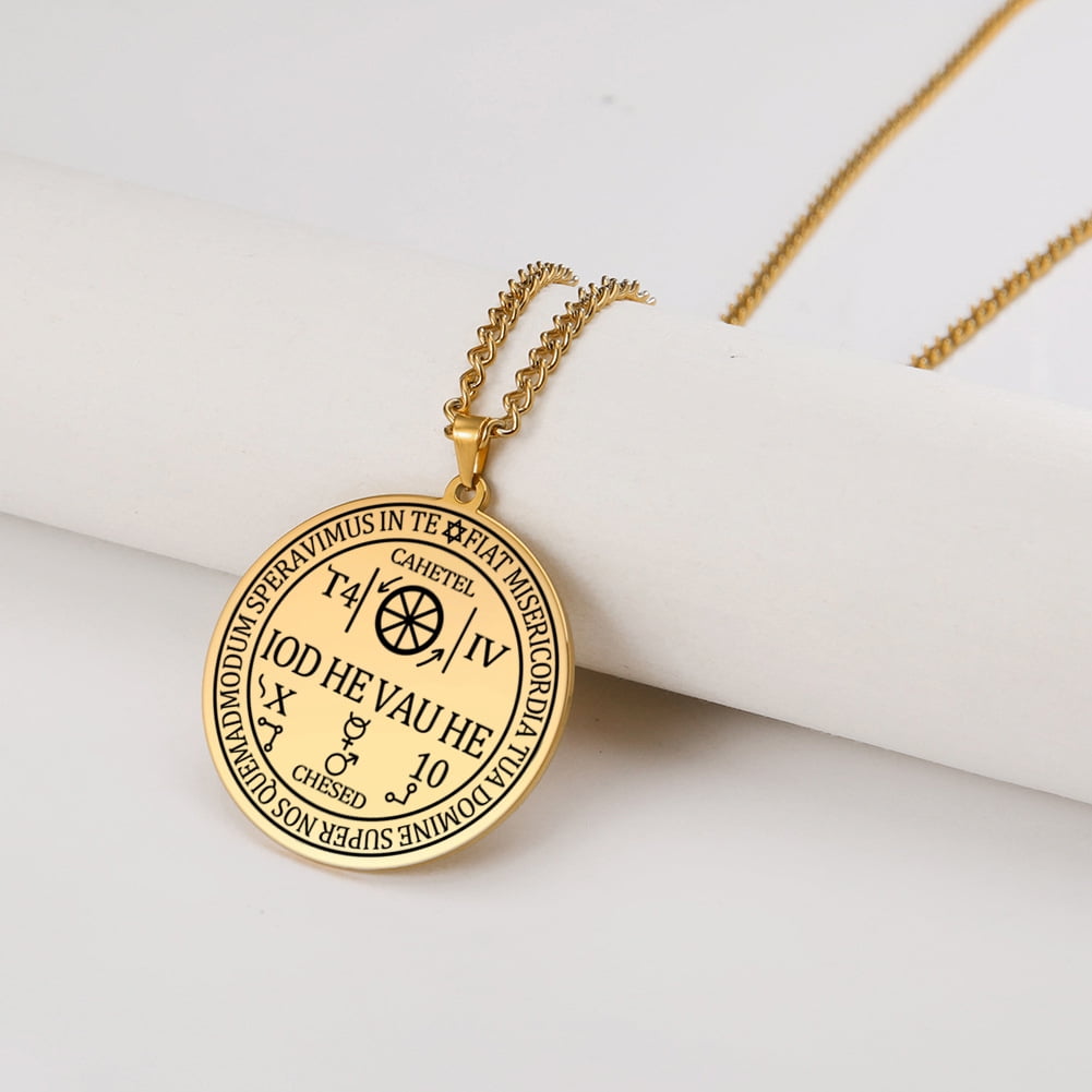 Dawapara Archangel Cahetel Fortune Seal Iod He Vau He Solomon Kabbalah Amulet Men Viking 14K ...
